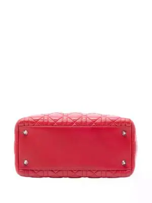 Dior 2012 Medium Lambskin Cannage Lady Satchel - Red