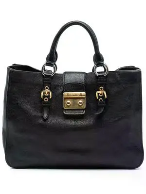 Miu Miu 2010-2025 Goatskin Madras Satchel - Black