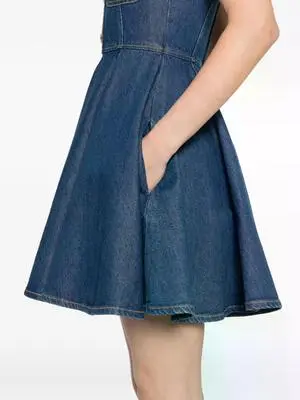 Maje Sleeveless Denim Mini Dress With Gold-tone Buttons - Blue