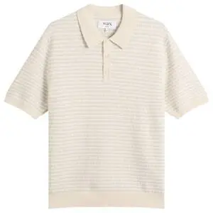 WAX LONDON Naples Mini Geo Knit Polo - Natural
