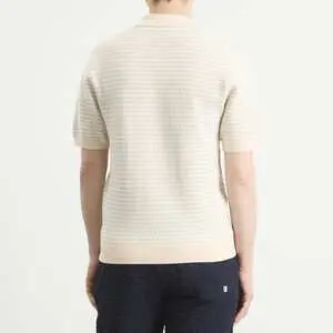 WAX LONDON Naples Mini Geo Knit Polo - Natural