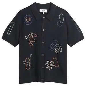 WAX LONDON Tellaro Shapes Embroidery Knit Shirt