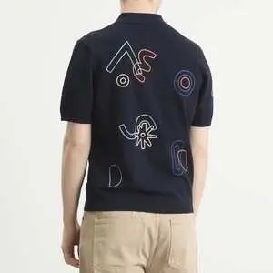 WAX LONDON Tellaro Shapes Embroidery Knit Shirt