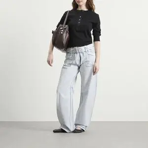 Acne Studios Page Blue Shadow Belted Jeans - Blue/white