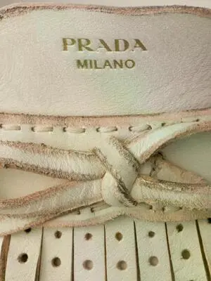 Prada Fringed Leather Slingback Pumps