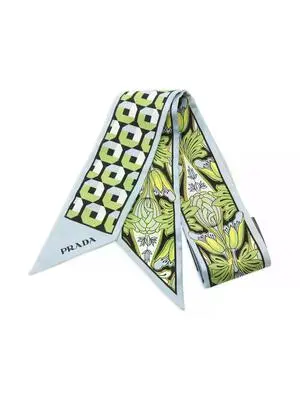 Prada 2010s Floral-print Scarf - Blue