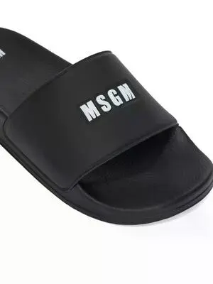 MSGM Logo Detail Open-toe Slides - Black