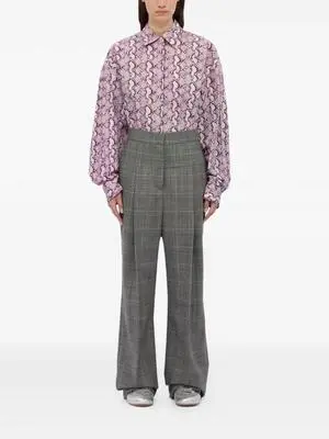 MSGM Plaid Wide-leg Trousers - Grey