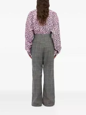 MSGM Plaid Wide-leg Trousers - Grey