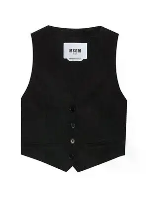 Msgm Button Detailed Vests For Women