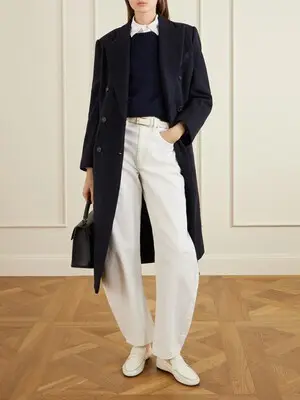Theory Double-breasted Wool-blend Coat - Blue