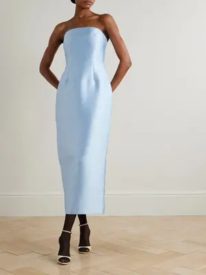 Solace London Renee Cape-effect Satin Midi Dress
