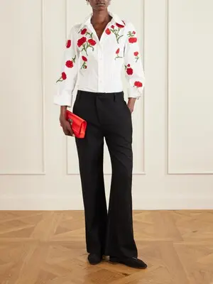 Carolina Herrera Isabela Floral Appliquéd Shirt