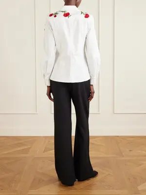 Carolina Herrera Isabela Floral Appliquéd Shirt