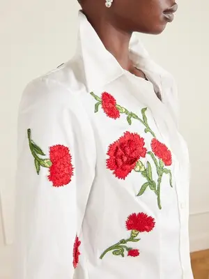 Carolina Herrera Isabela Floral Appliquéd Shirt