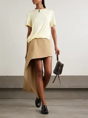 Loewe Asymmetric Cotton And Silk-blend Mini Skirt - Neutrals