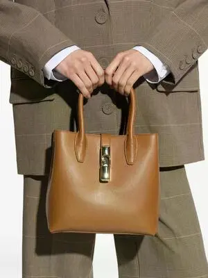 Furla Goccia Small Tote Bag With Lock - Brown