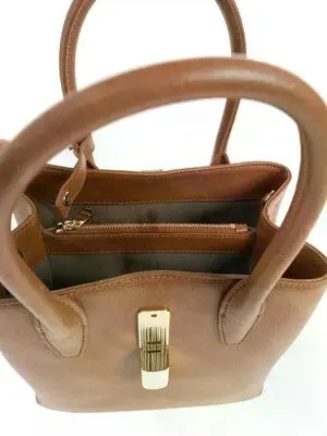 Furla Goccia Small Tote Bag With Lock - Brown