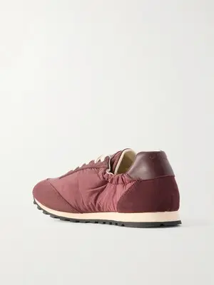 Le Monde Beryl Slim Runner Shell And Suede Sneakers - Burgundy