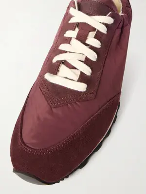 Le Monde Beryl Slim Runner Shell And Suede Sneakers - Burgundy