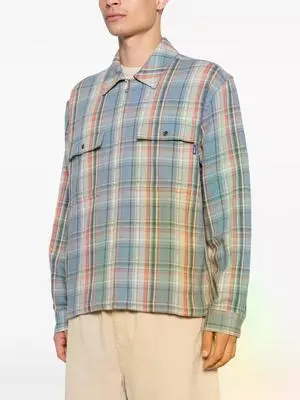 AWAKE NY Rivington Checked Zip Shirt - Blue