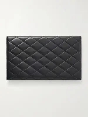 Saint Laurent Paris Matelassé Leather Pouch - Black