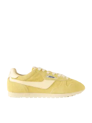 AUTRY Windspin Leather-trimmed Sneakers - Yellow