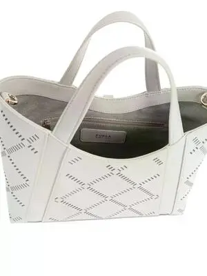 Furla Goccia Perforated Handle Tote - White
