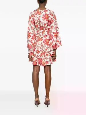 Etro Floral-print Tie-waist Mini Dress - White