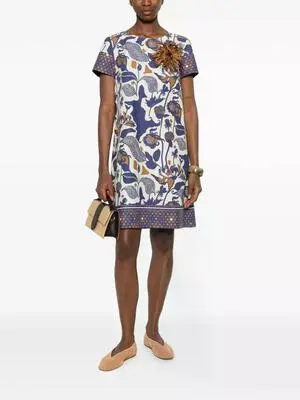 CLIPS Floral-appliqué Mini Dress