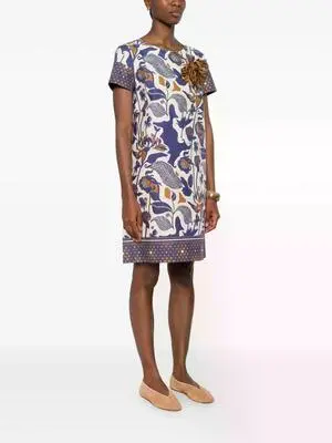 CLIPS Floral-appliqué Mini Dress