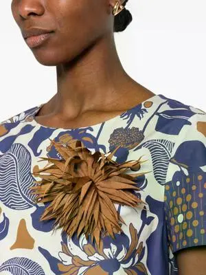 CLIPS Floral-appliqué Mini Dress