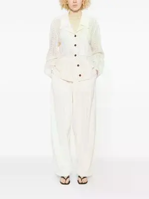 LOW CLASSIC Buttoned Crochet Knit Jacket - Neutrals