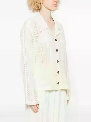 LOW CLASSIC Buttoned Crochet Knit Jacket - Neutrals