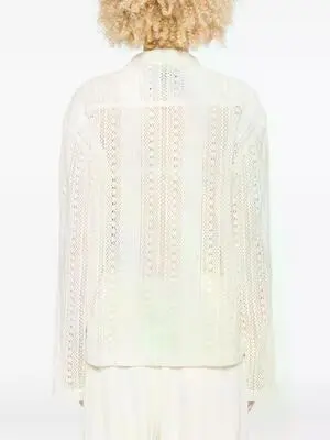 LOW CLASSIC Buttoned Crochet Knit Jacket - Neutrals