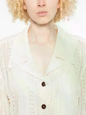 LOW CLASSIC Buttoned Crochet Knit Jacket - Neutrals