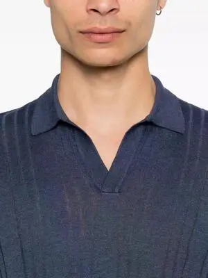 Tagliatore Darnel V-neck Ribbed Polo Shirt - Blue
