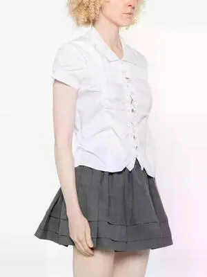 LOW CLASSIC Button-down Gathered Shirt - White
