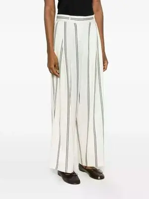 PSOPHIA Stripe-pattern Pleated Trousers