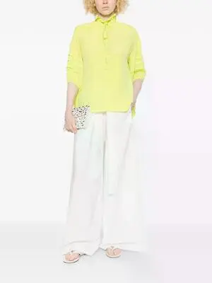PSOPHIA Tie-neck Pleated-sleeve Blouse - Green