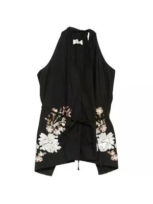 PSOPHIA Floral Halterneck Top - Black