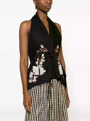 PSOPHIA Floral Halterneck Top - Black