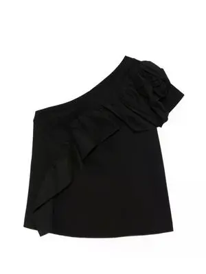 PSOPHIA Ruffled One-shoulder Top - Black