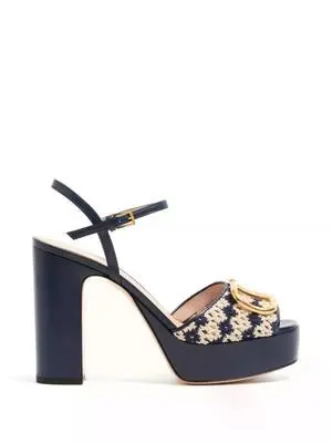 Valentino Garavani Vlogo Signature Crochet Platform Sandals 115mm - Blue