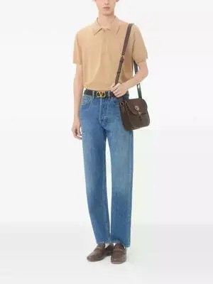 Valentino Garavani Wool Polo Shirt With Vlogo Embroidery - Neutrals