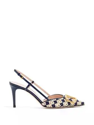 Valentino Garavani Logo Plaque Slingback Pumps - Blue