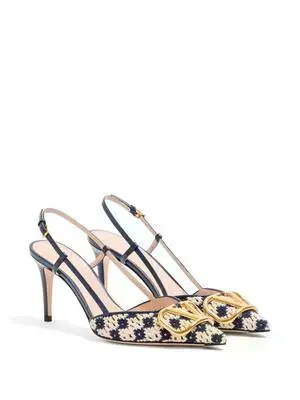 Valentino Garavani Logo Plaque Slingback Pumps - Blue