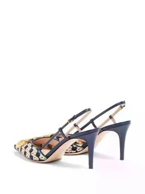 Valentino Garavani Logo Plaque Slingback Pumps - Blue