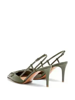 Valentino Garavani Vlogo Signature Patent Leather Slingback Pumps - Green