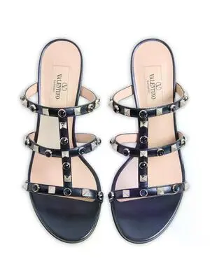 Valentino Garavani Rockstud Slide Sandals With Cabochon - Blue